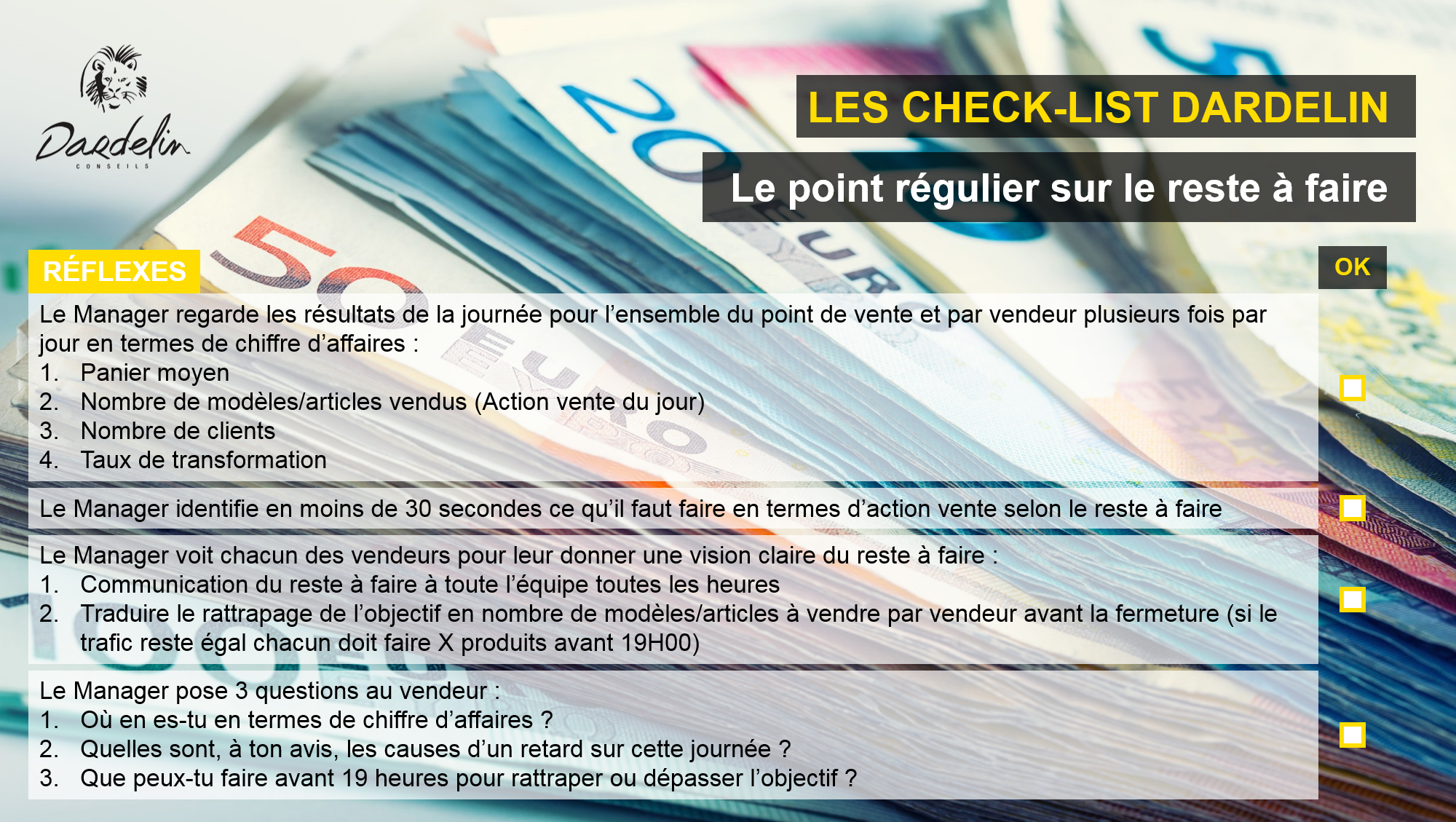 [Check-list] Le point régulier sur le reste à faire - Dardelin